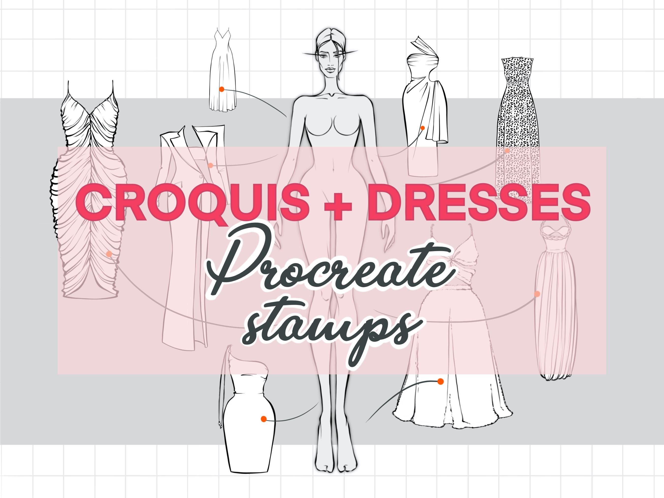 Croquis Procreate With Clothes - Procreate Pose Stamp and Dress Stamps ...