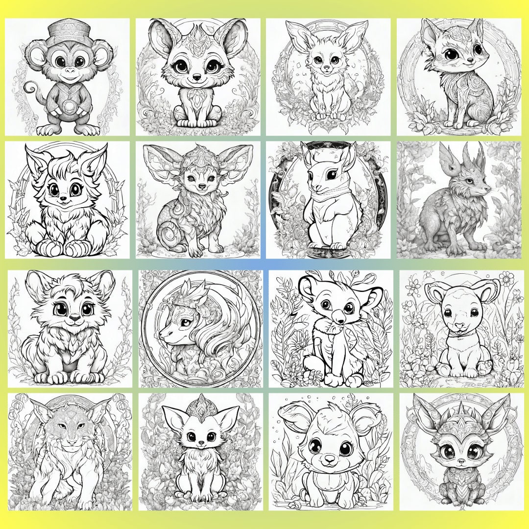 101 Amazing Coloring Pages With Fantastic Animal Creatures. Digital ...