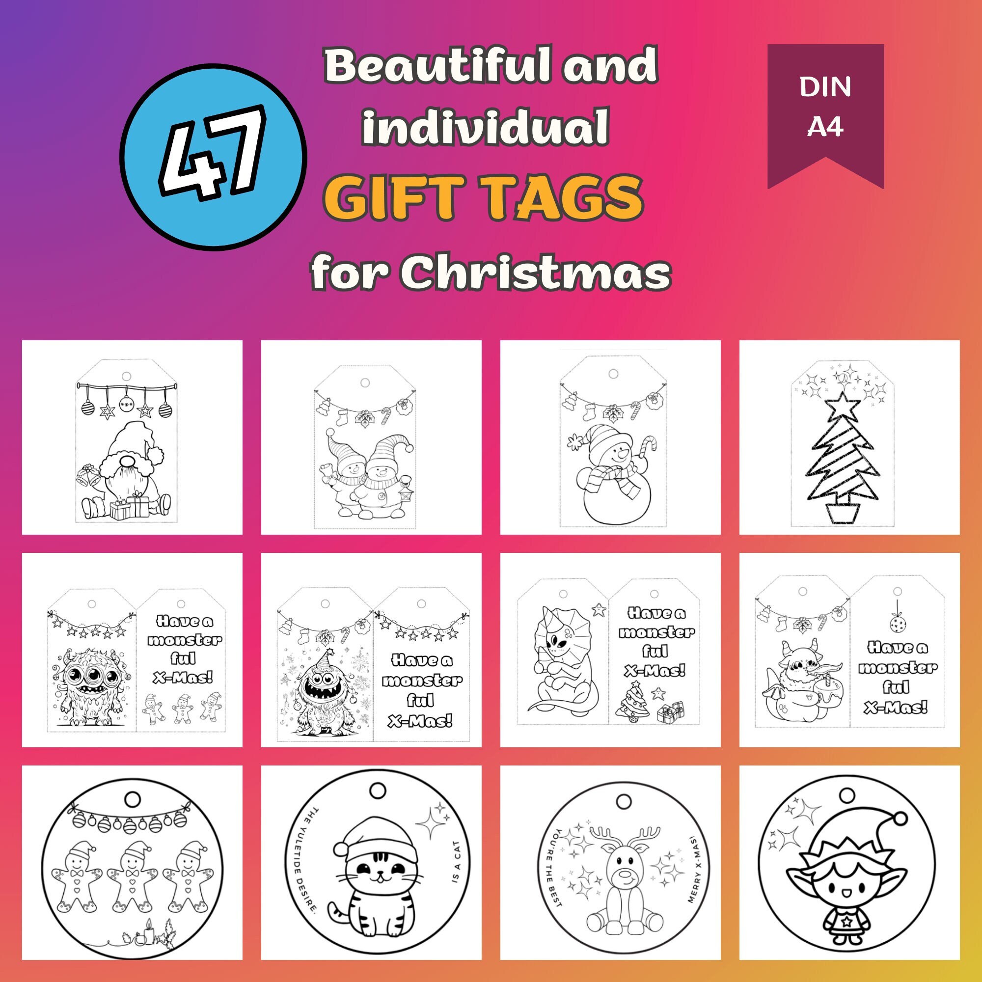 Coloring Pages 47 Beautiful Christmas Gift Tags. Christmas Gifts Kids ...