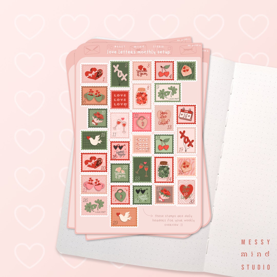 Bullet Journal Monthly Setup Sticker Pack Love Letters Planner Stickers ...