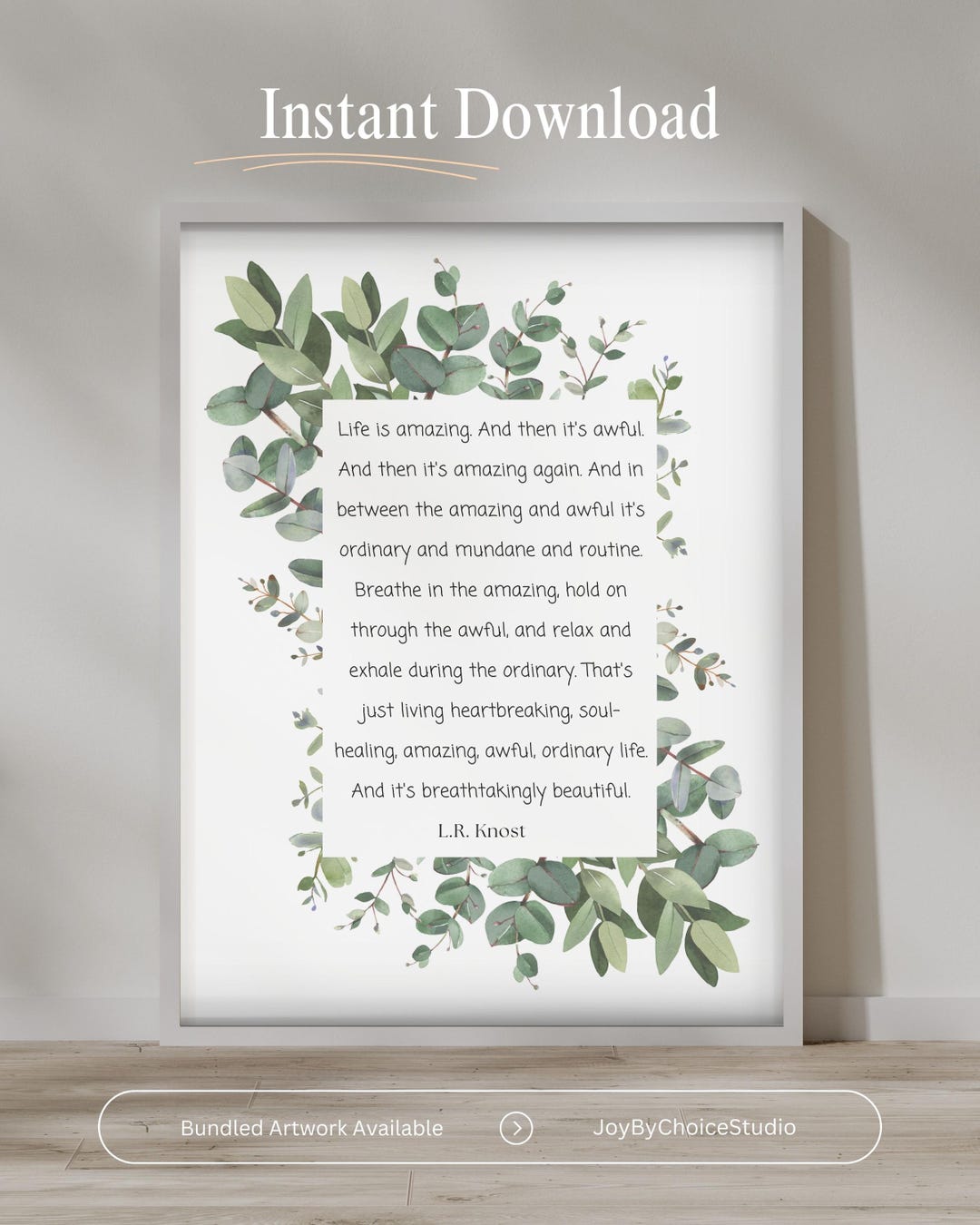 Life is Amazing, LR Knost Quote, Inspirational Wall Art, Printable ...