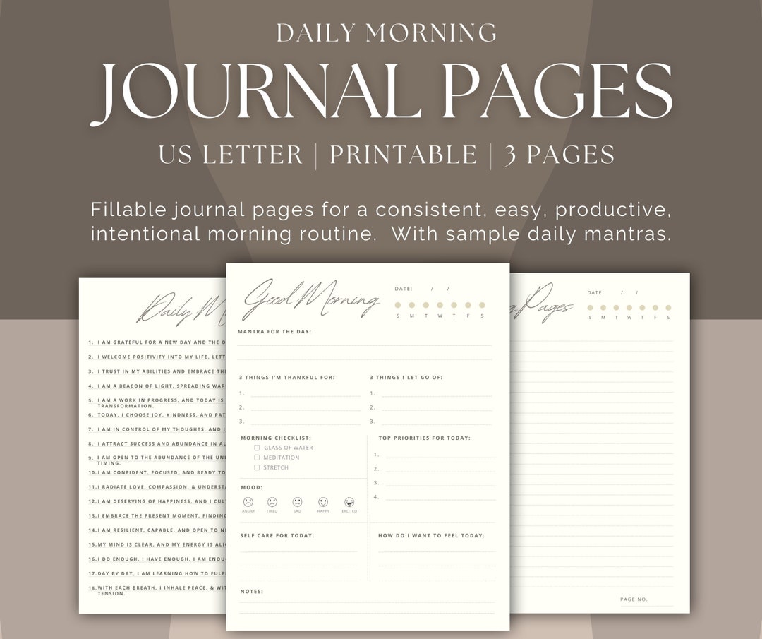 Printable Daily Morning Journal, Digital Journal, Goodnotes Journal ...