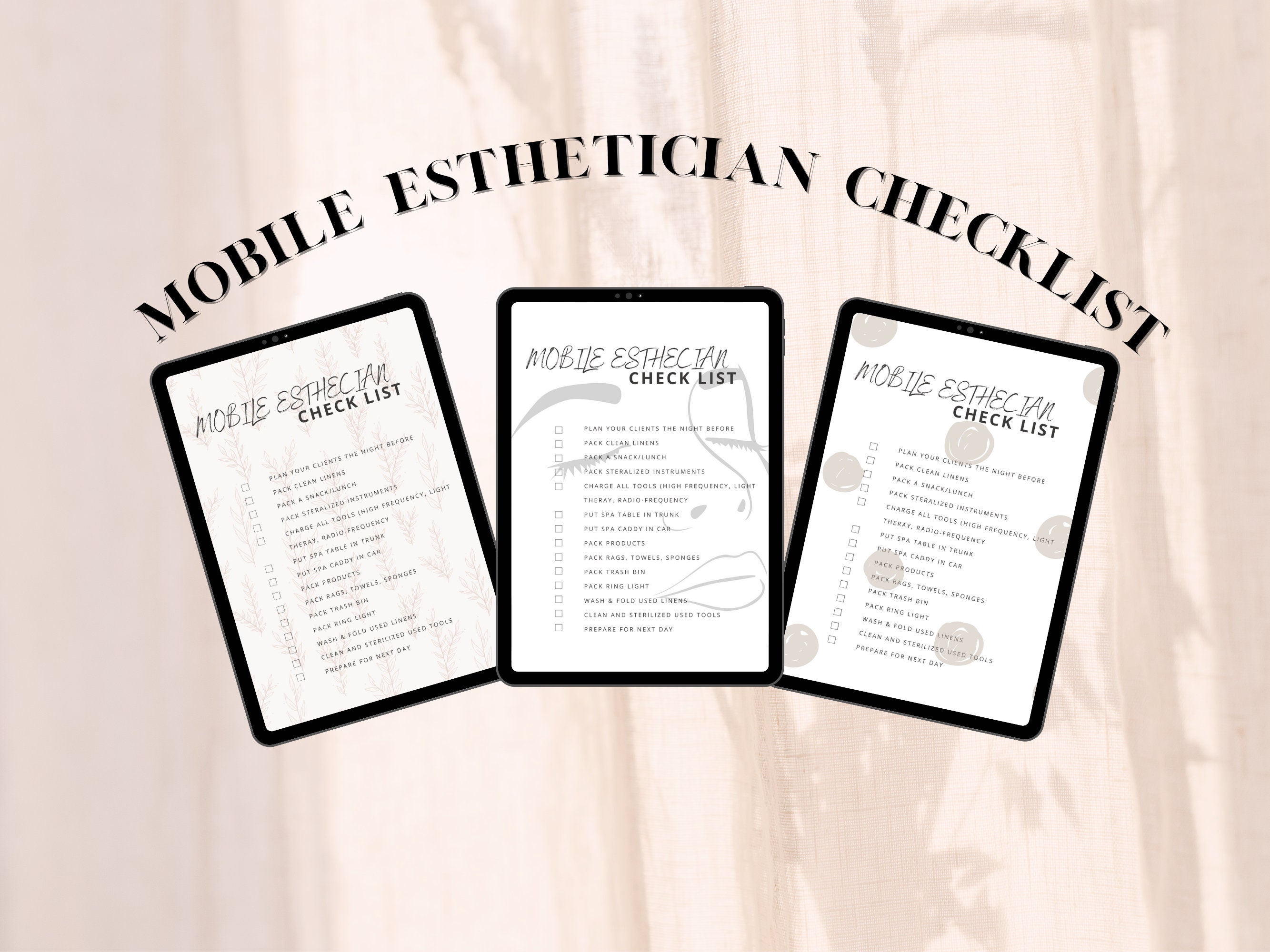 Mobile Esthetician Checklist DOWNLOADABLE - Etsy