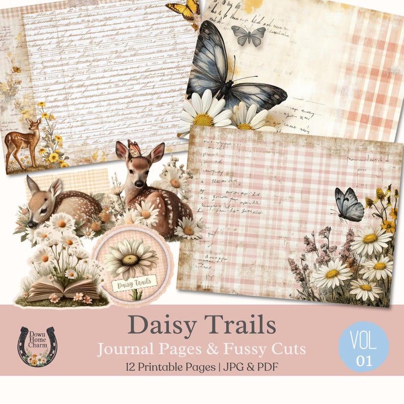 Daisy Trails Junk Journal Kit: Vintage Rustic Ephemera (PDF & JPG) - Etsy