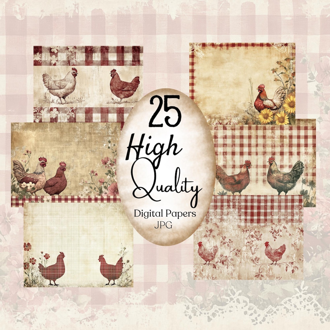 Farmhouse Chicken Junk Journal Kit, Country Kitchen Paper (digital ...