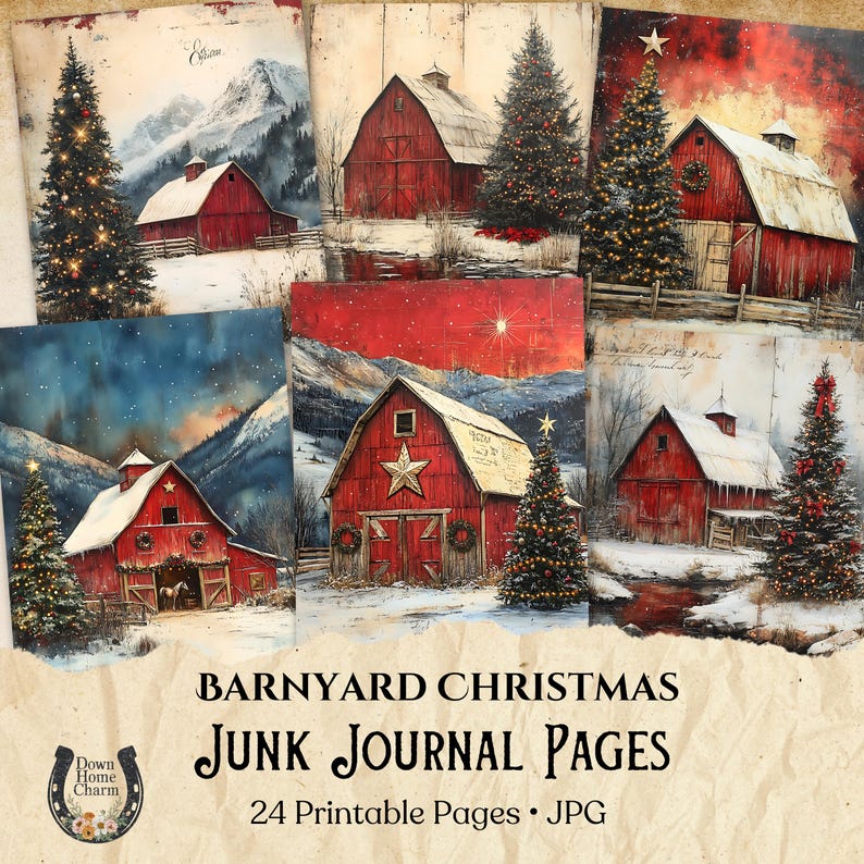 Barnyard Christmas Junk Journal Vintage Holiday Paper Crafts Journaling ...