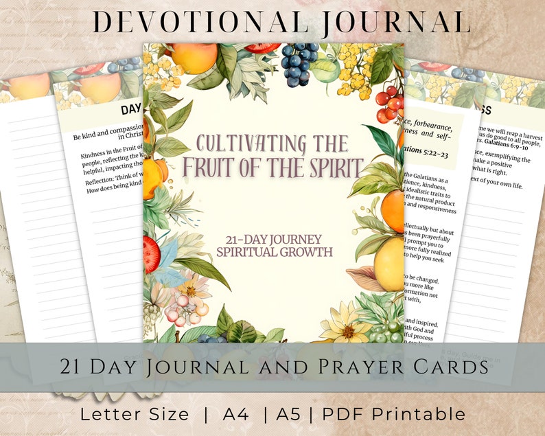 Fruit of the Spirit Devotional Journal: 21-day Prayer Cards (digital ...