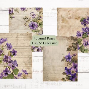 Violet Junk Journal Kit: Shabby Chic Floral Ephemera (digital Download ...