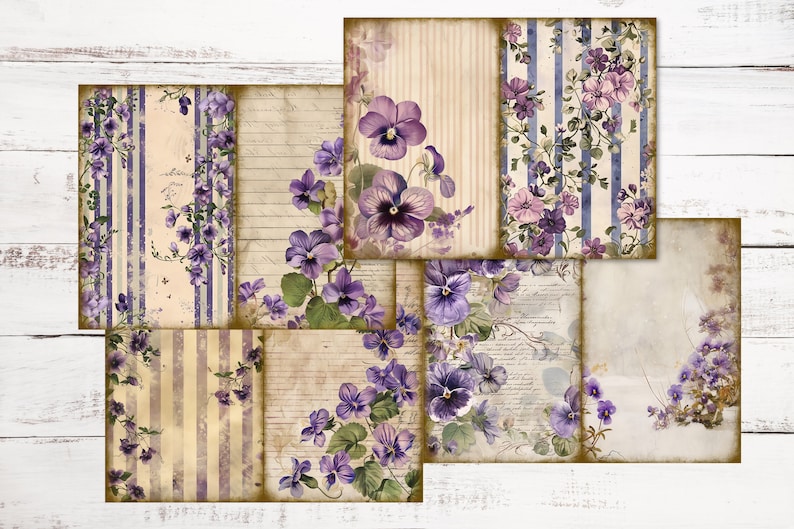 Violet Junk Journal, Mother's Day Gift, Digital Paper, Ephemera, Junk ...