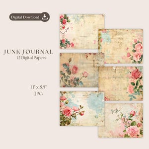 Vintage Rose Papers, Junk Journal, Pages, Backing, Floral, Vintage ...