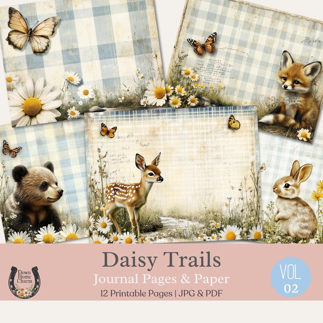 Daisy Trails Junk Journal Pages: Rustic Woodland Ephemera (PDF & JPG ...