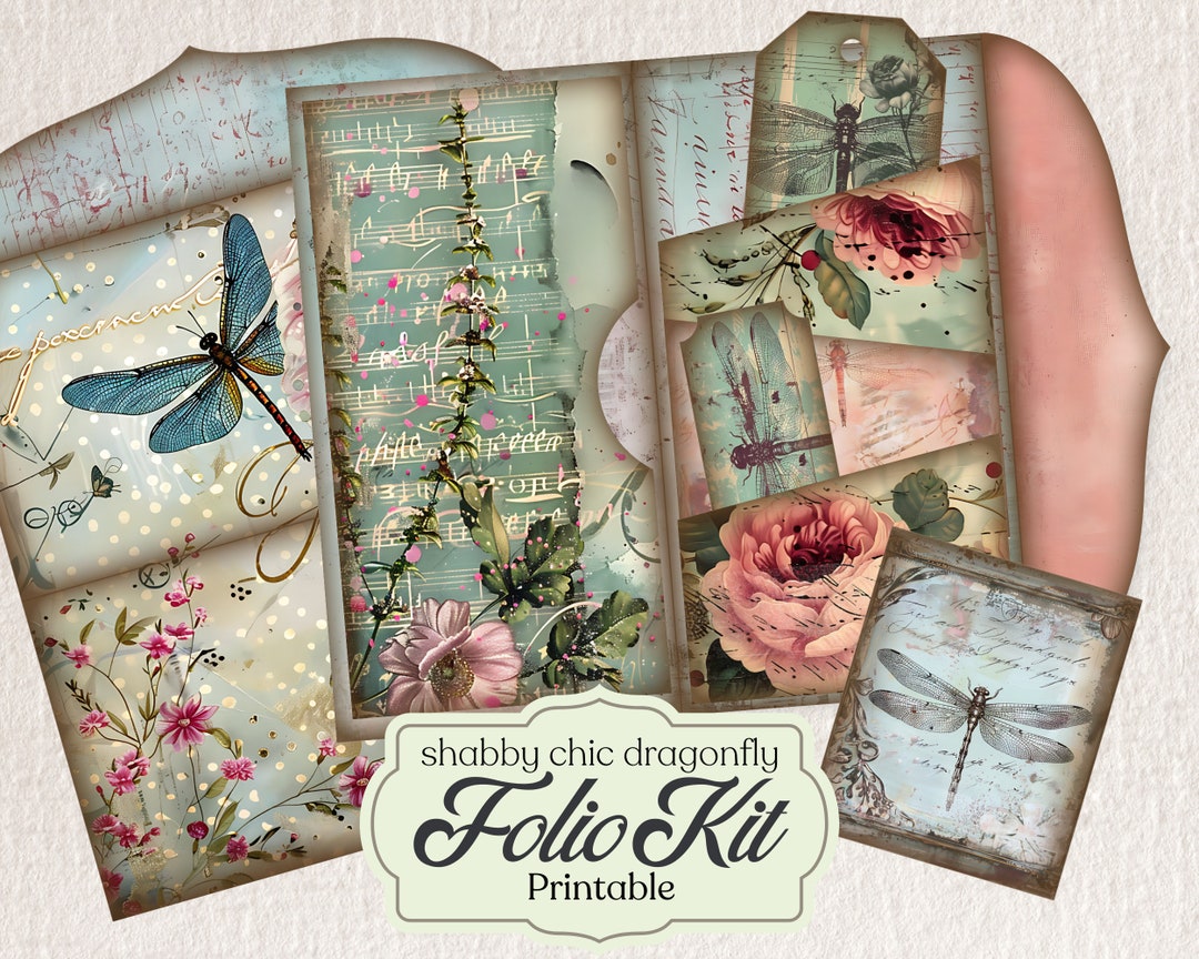 Dragonfly Junk Journal Kit: Shabby Chic Printable Folio (PDF) - Etsy