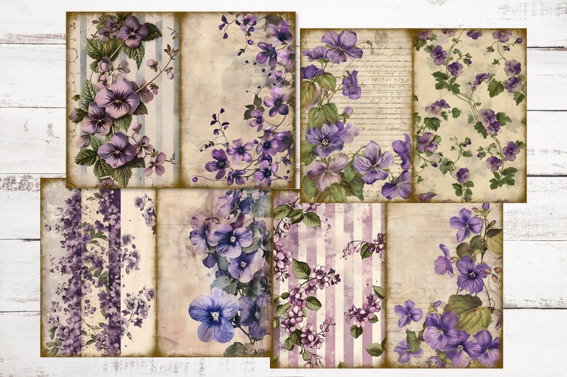 Violet Junk Journal, Mother's Day Gift, Digital Paper, Ephemera, Junk ...