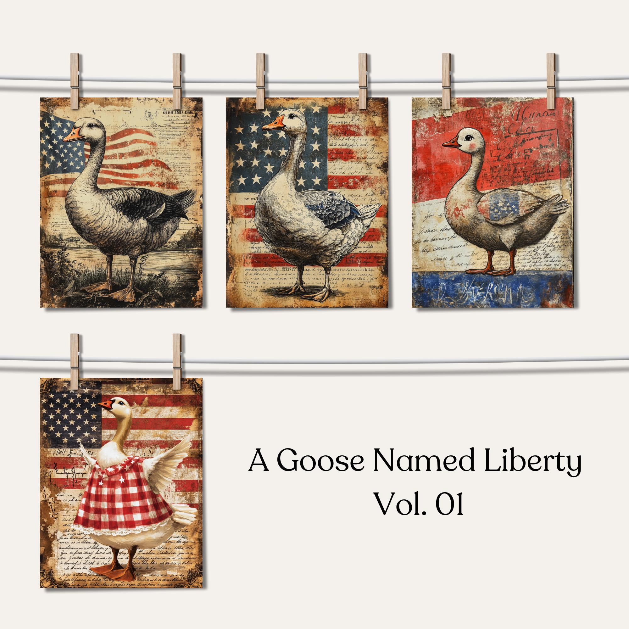 Goose Named Liberty Junk Journal Kit, Shabby Chic Ephemera (PDF & JPG ...
