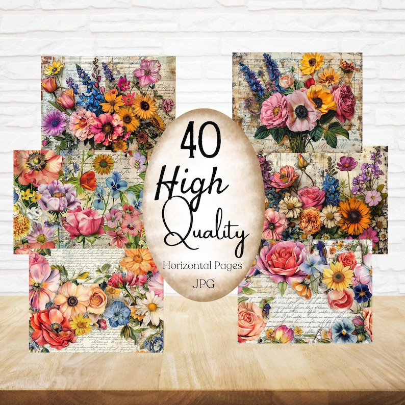 Botanical Junk Journal Kit: Vintage Ephemera (JPG Scrapbook Supplies ...
