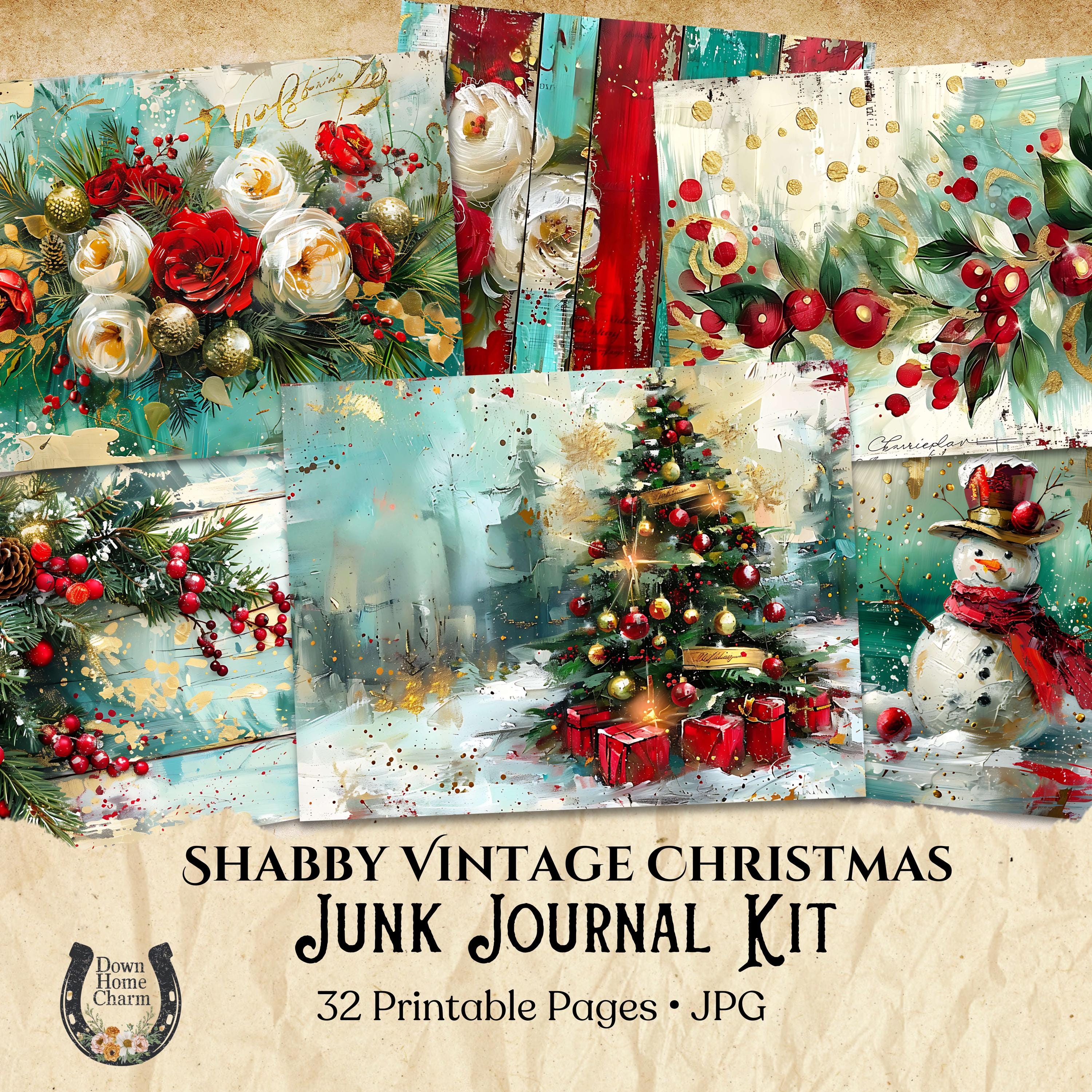 Shabby Vintage Christmas Papers: Junk Journal Kit (digital Download) - Etsy