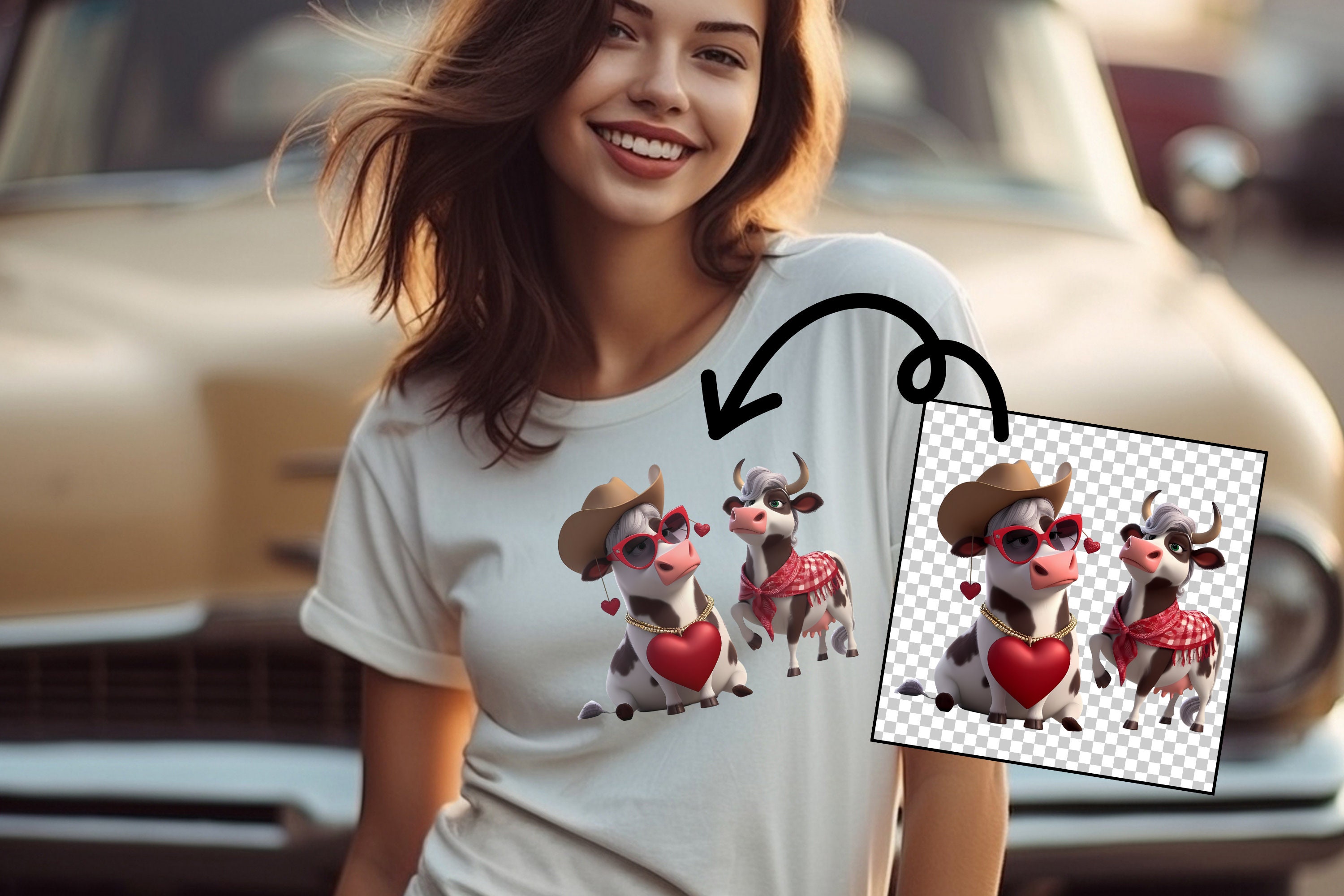 Highland Cow Valentine's Day PNG Bundle, Cute Cow Clipart, Romantic ...