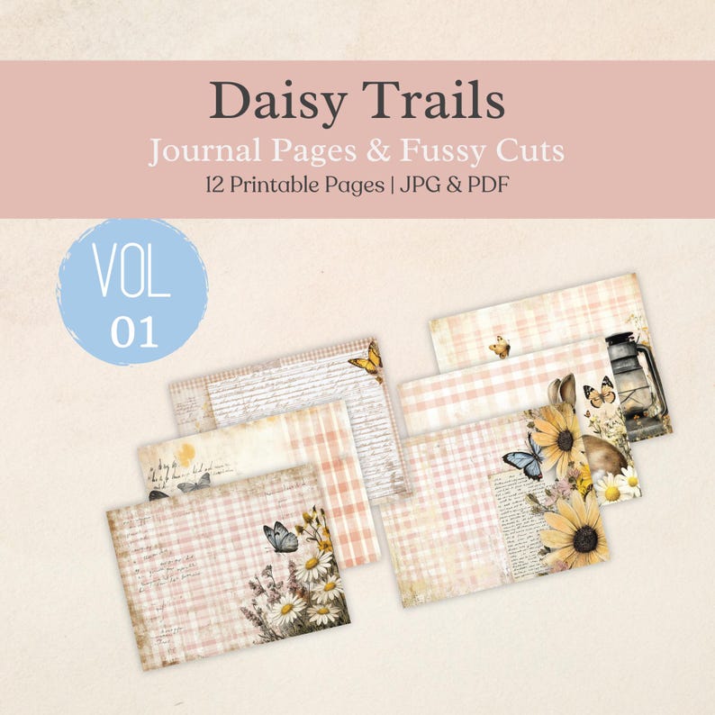 Daisy Trails Junk Journal Kit: Vintage Rustic Ephemera (PDF & JPG) - Etsy