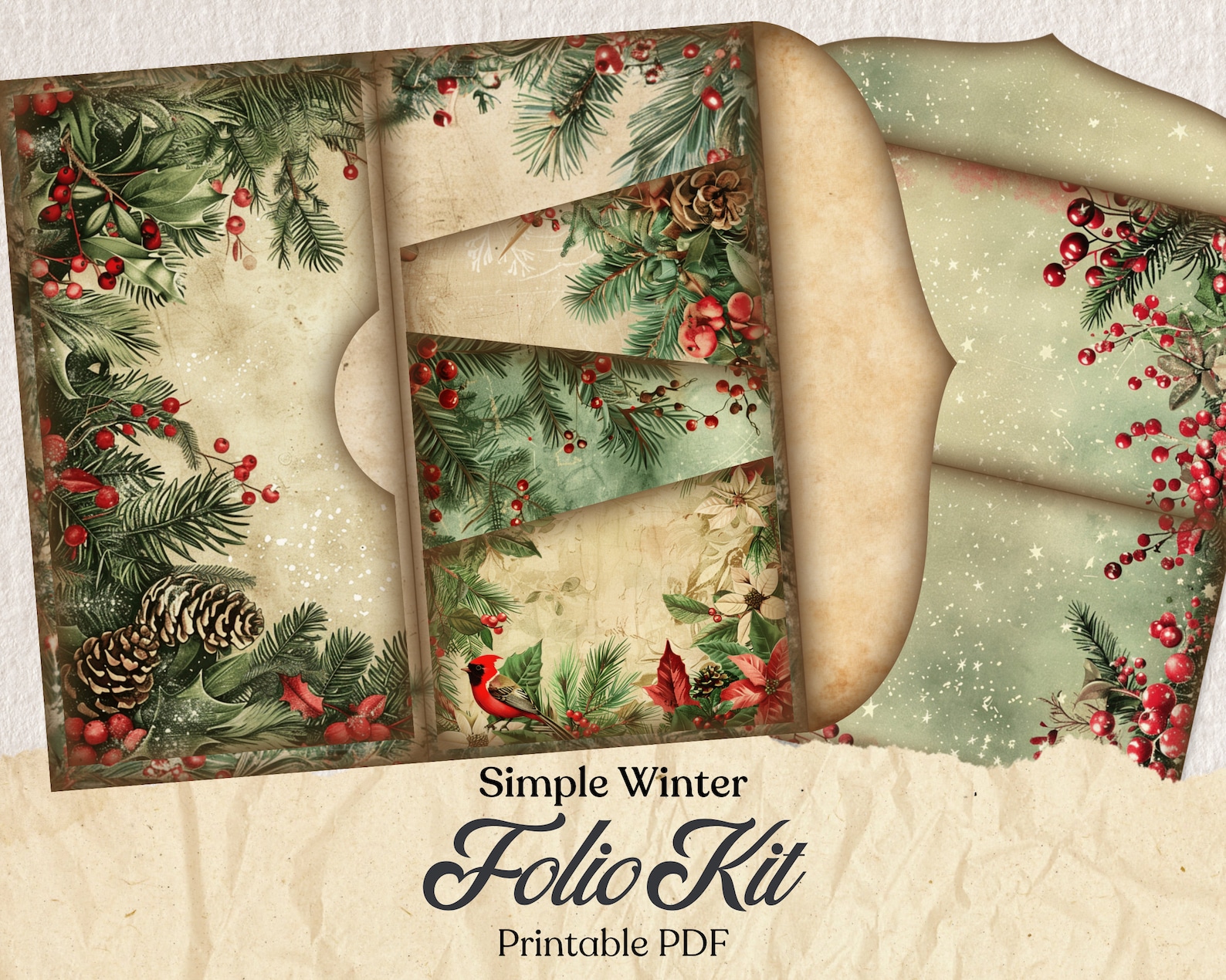 Christmas Junk Journal Folio: Rustic Winter Ephemera (PDF Pattern) - Etsy