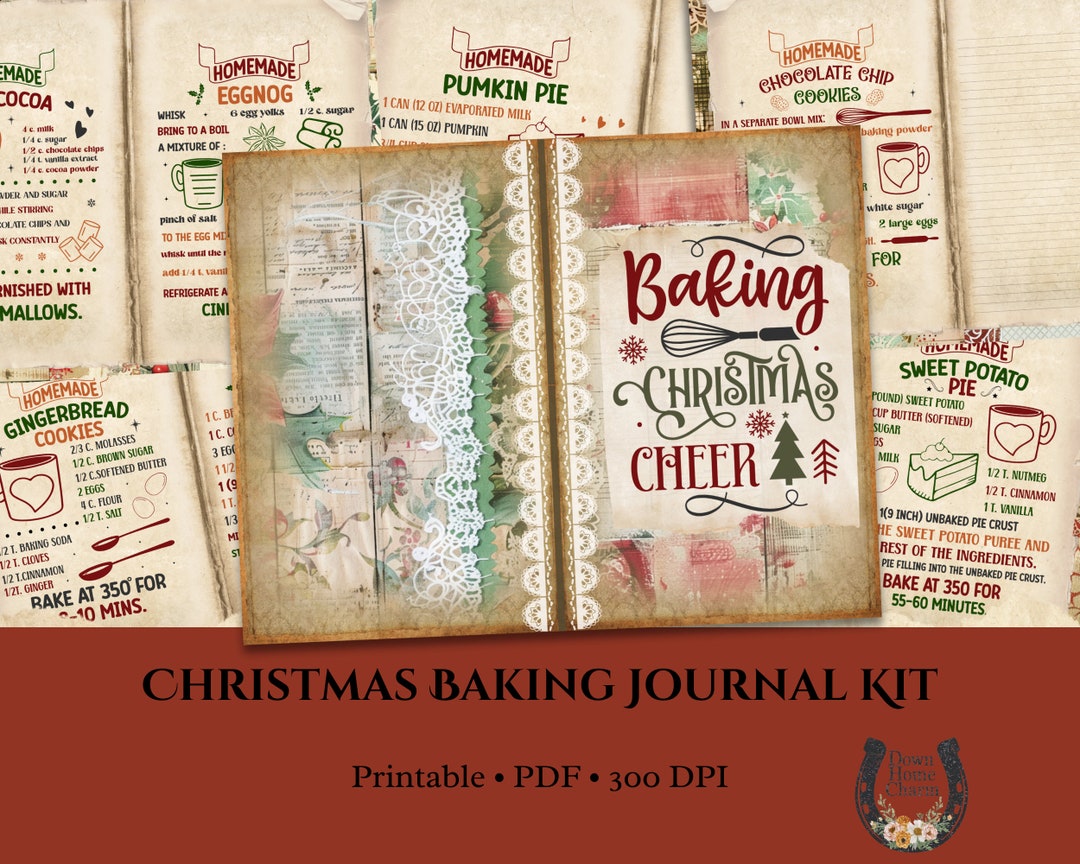 Printable Christmas Baking Cookbook: Recipe Junk Journal Kit (PDF) - Etsy