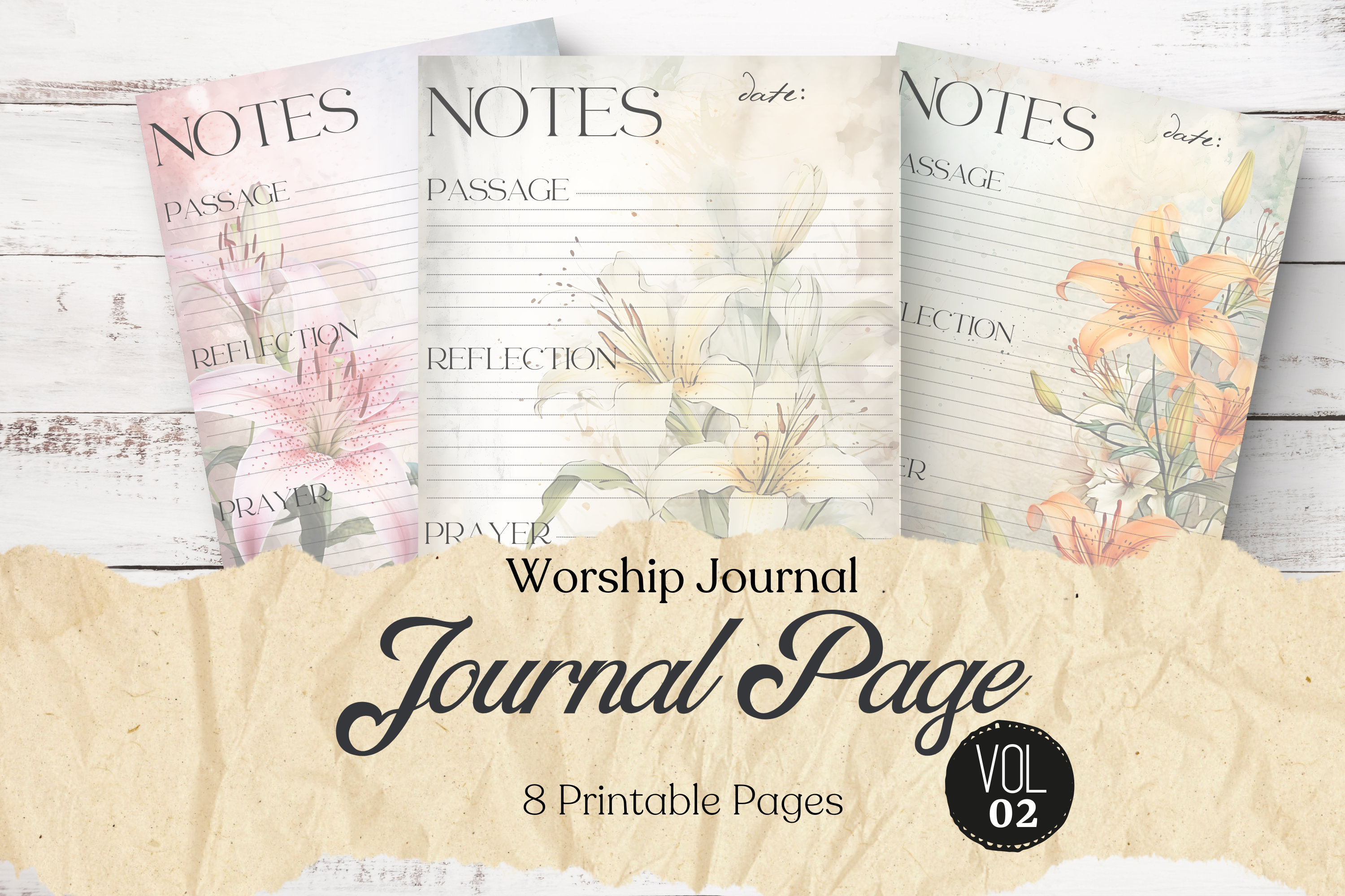 Worship Journal Kit, Faith Junk Journal Pages, Faith Journal Supplies ...