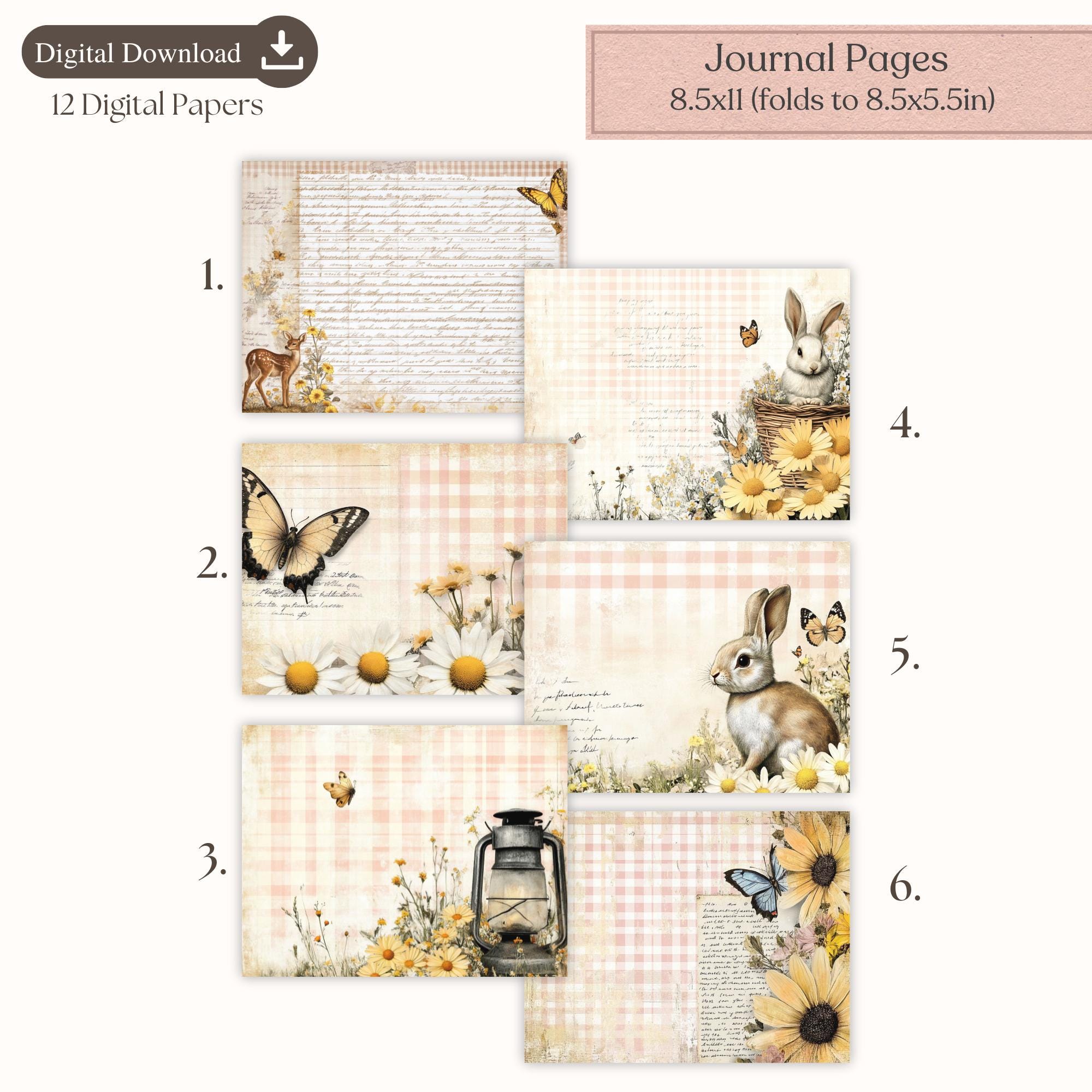 Daisy Trails Junk Journal Kit: Vintage Rustic Ephemera (PDF & JPG) - Etsy