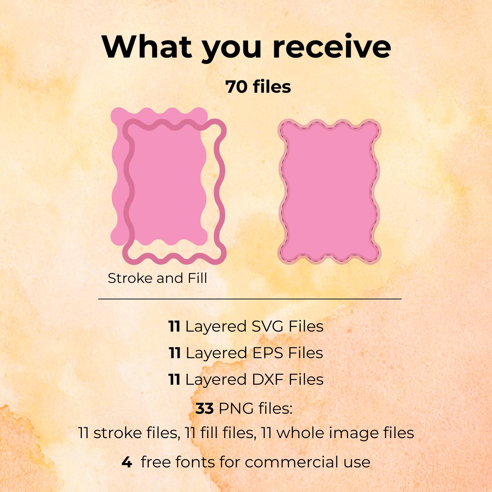 11 Wavy Frames SVG, PNG, EPS Bundle. Wavy Edge, Retro Wavy Bundle ...