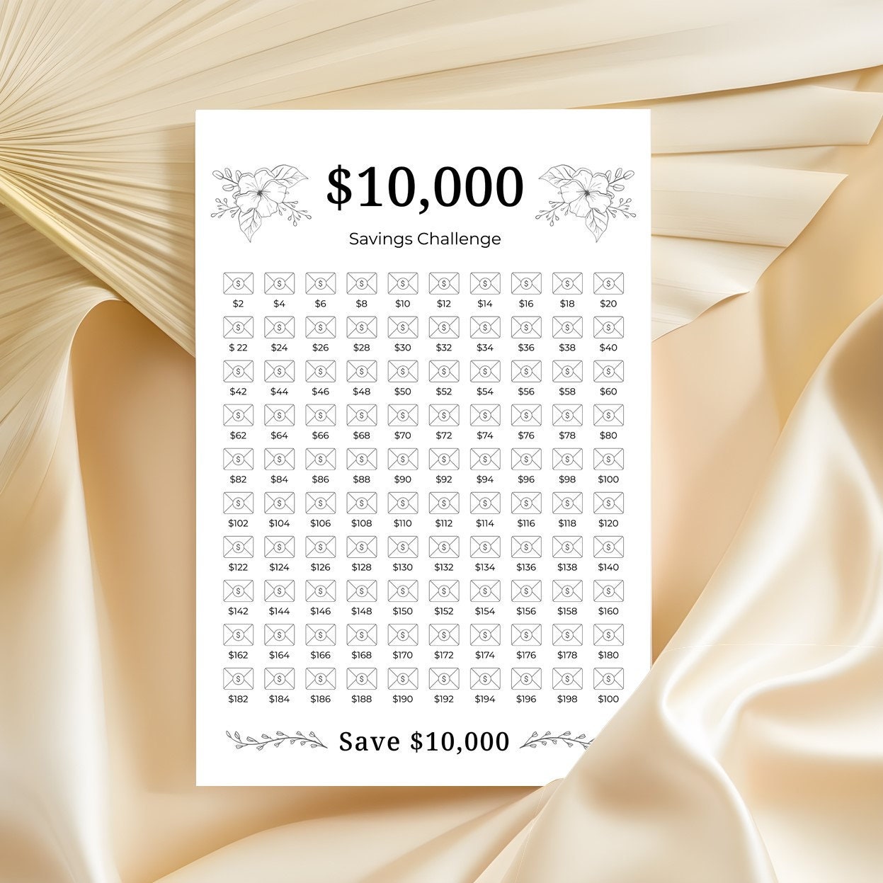 10K 100 Envelopes Money Saving Challenge Tracker Printable. Savings ...