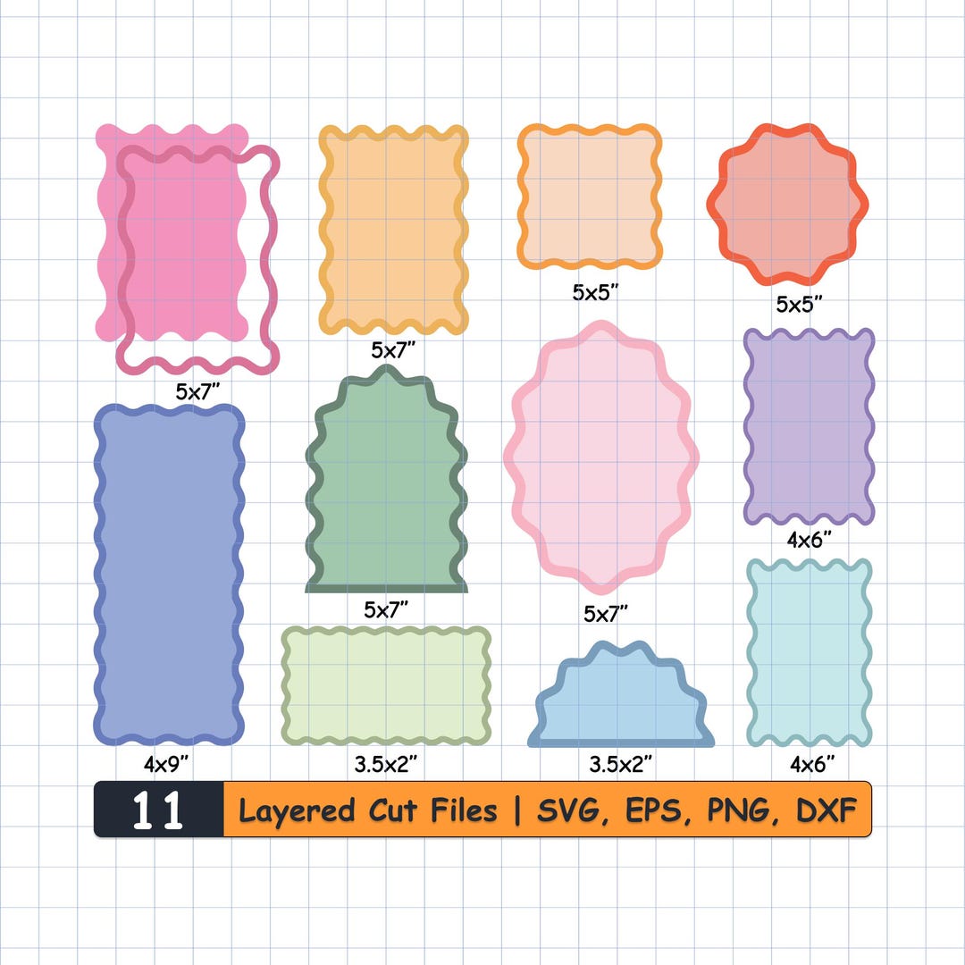 11 Wavy Frames SVG Bundle: Retro Scalloped Borders (digital Download ...
