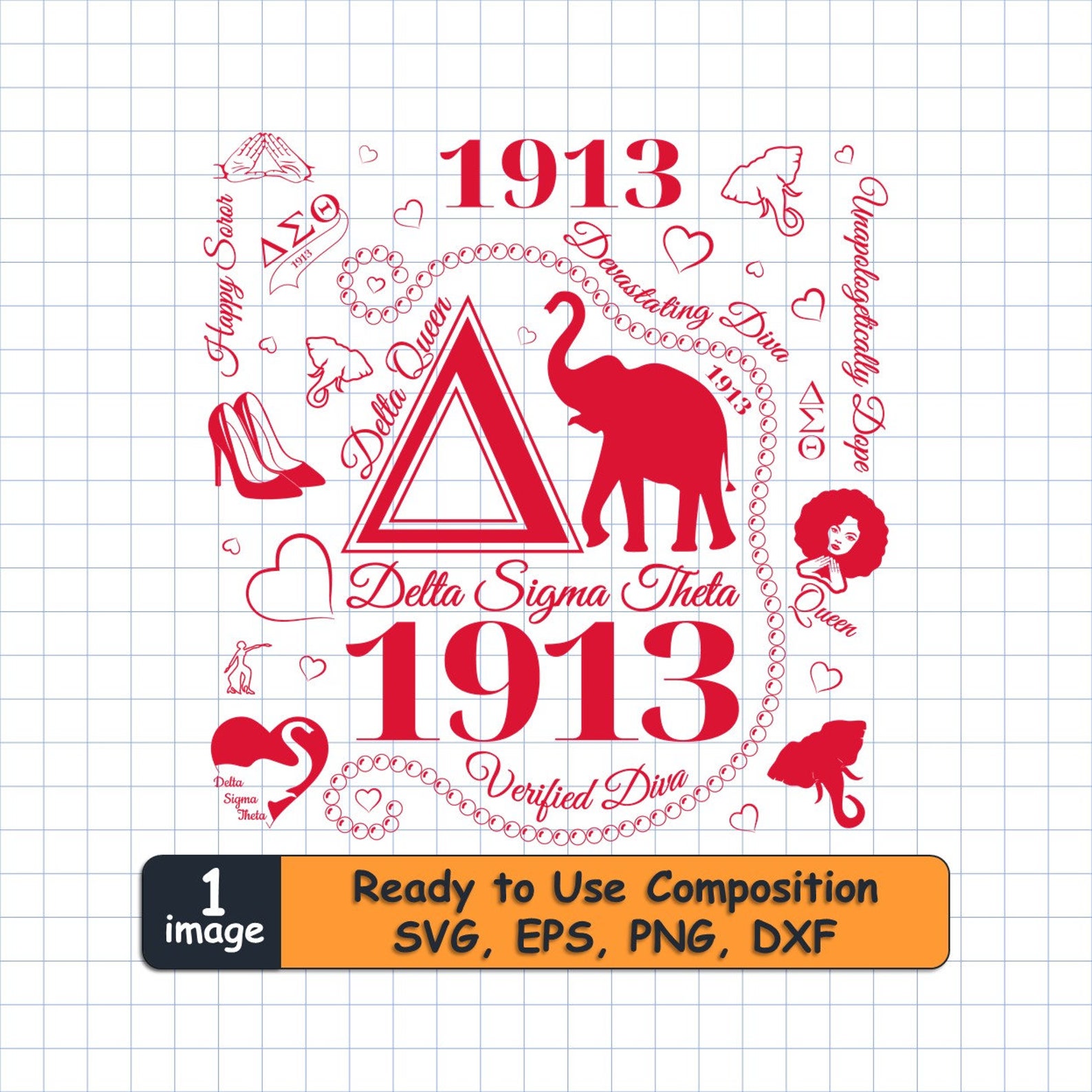 One Composition Delta Sigma Theta SVG, Dxf, Png. DST Svg, Delta Sigma ...