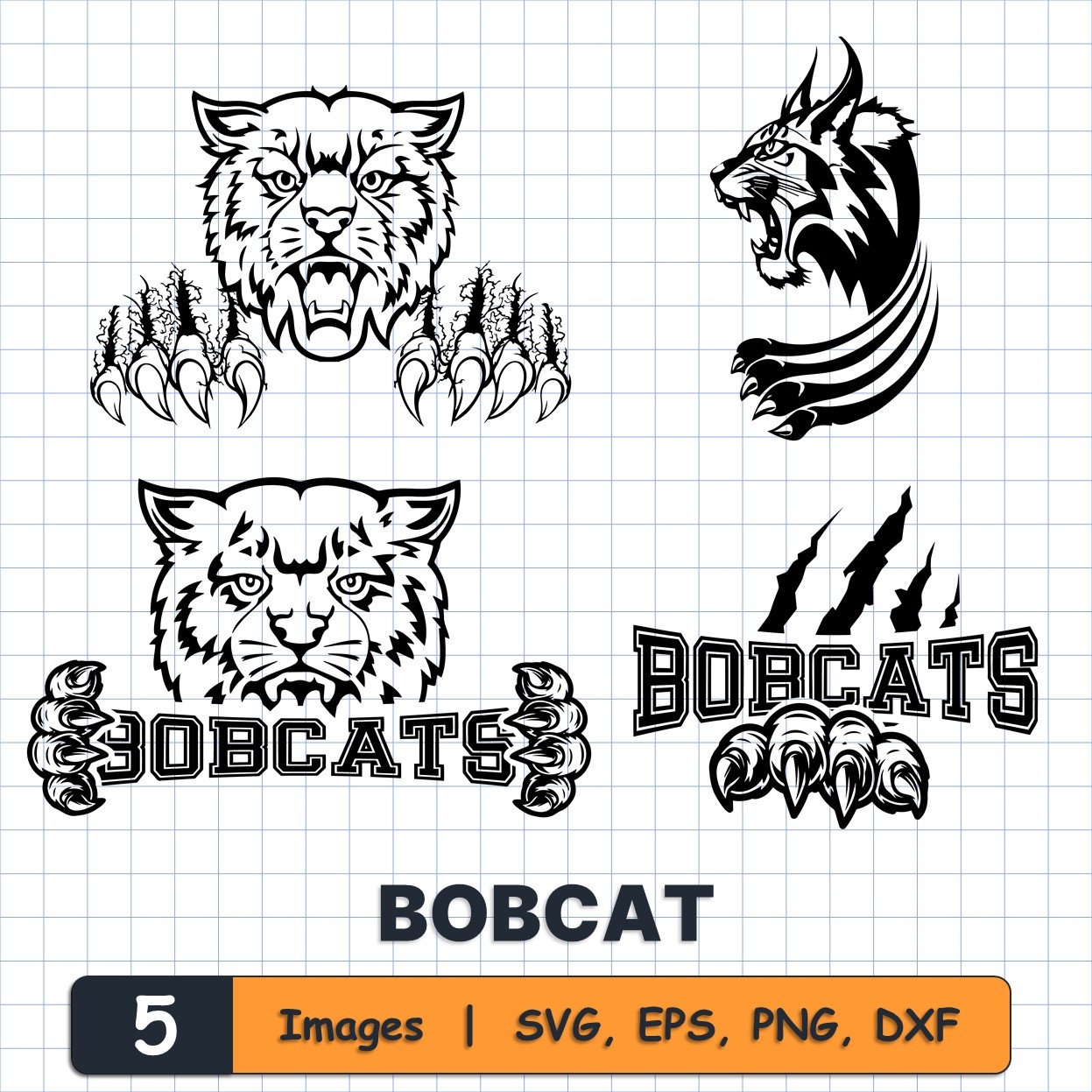 4 Bobcats SVG, DXF, PNG, Eps Bundle. Bobcat Svg, Bobcat, Bobcats ...