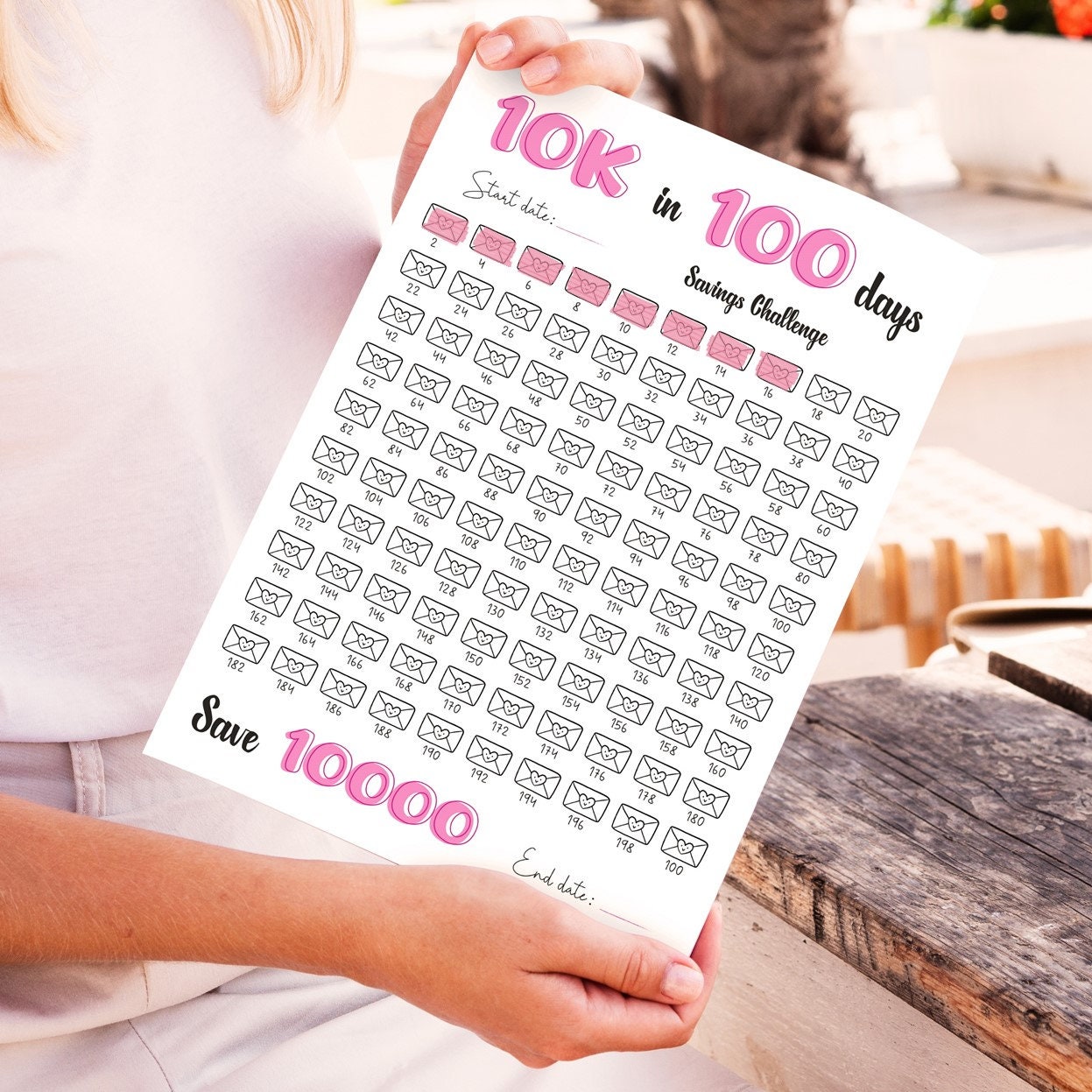 10K 100 Envelopes Money Saving Challenge Tracker Printable. Savings ...