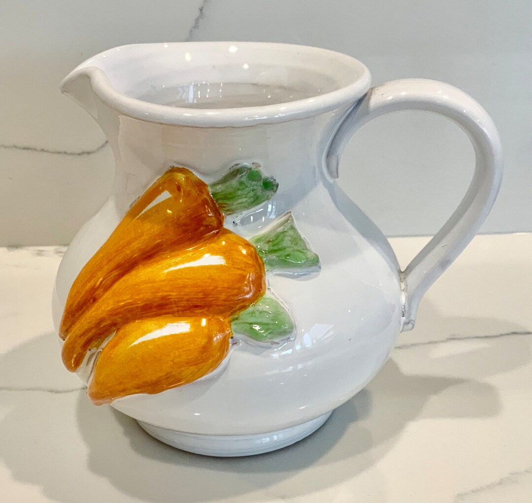 Italian Ceramic Pitcher, Made in Italy, Handpainted, Carrot Design ...