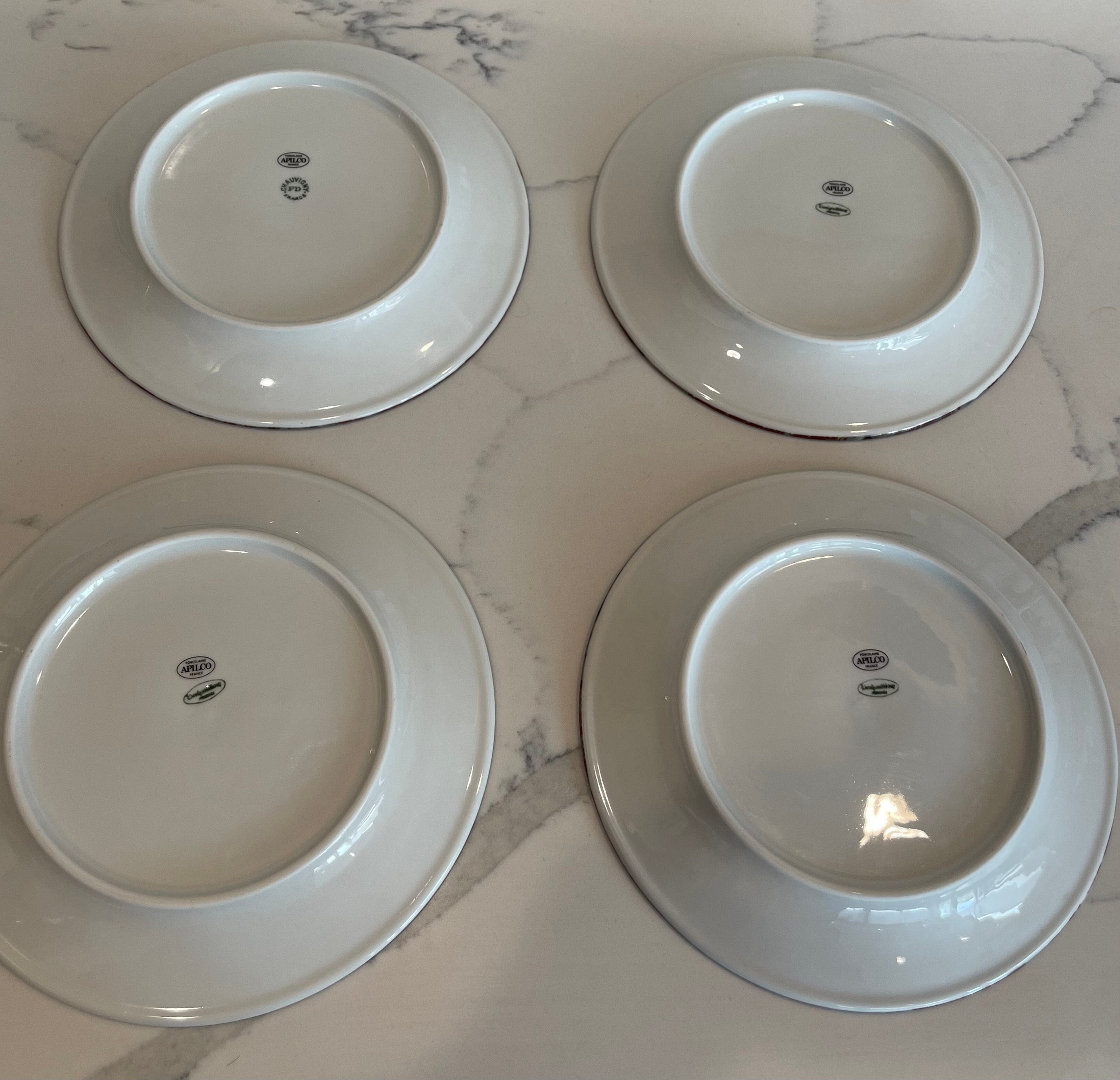 Set of 8 Apilco Porcelain Dinner Plates With Faux Marble Design Faux ...