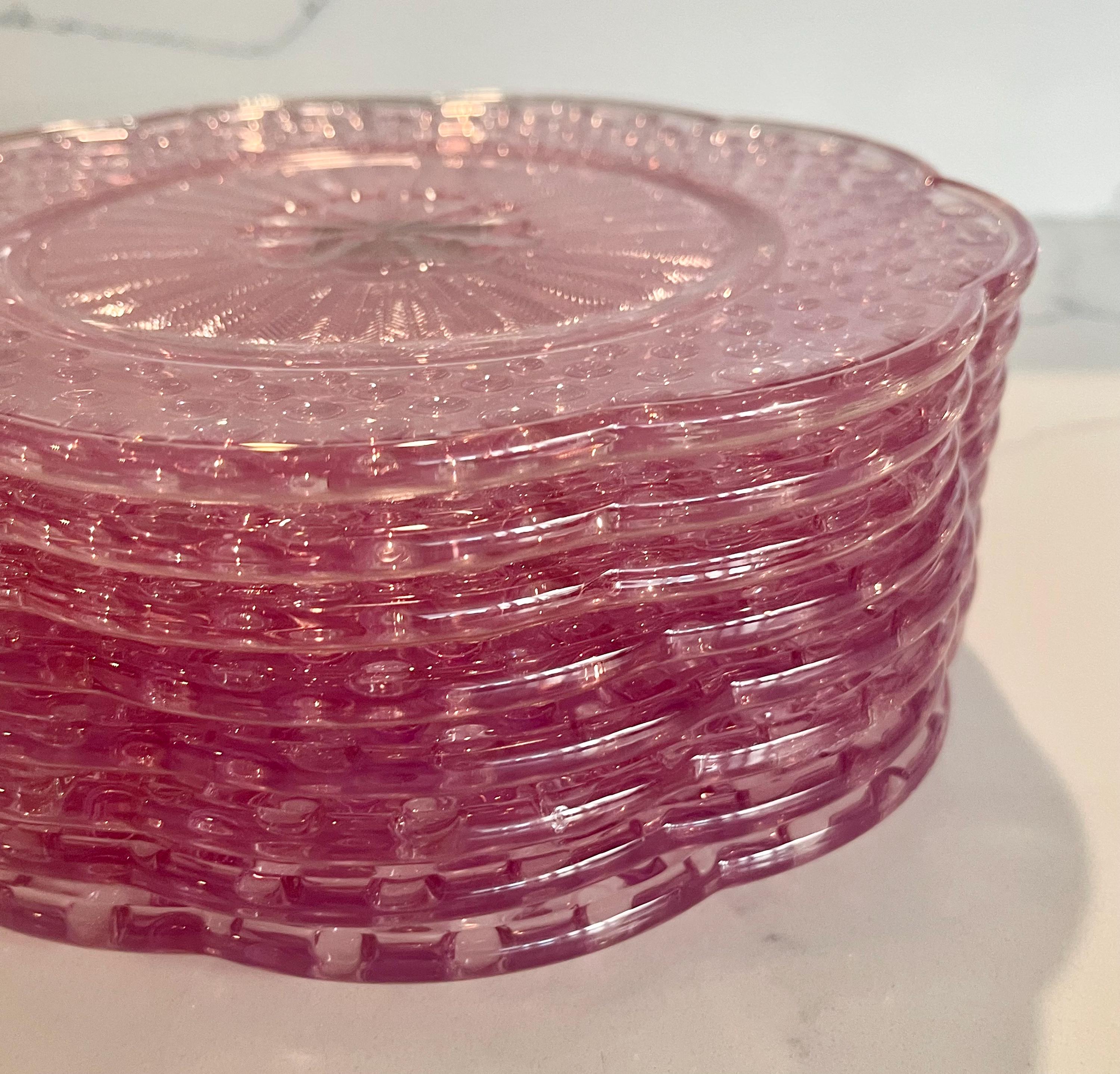 Set of 8 Gorham Crystal Plates, Emily’s Attic Pink, Made in Germany ...