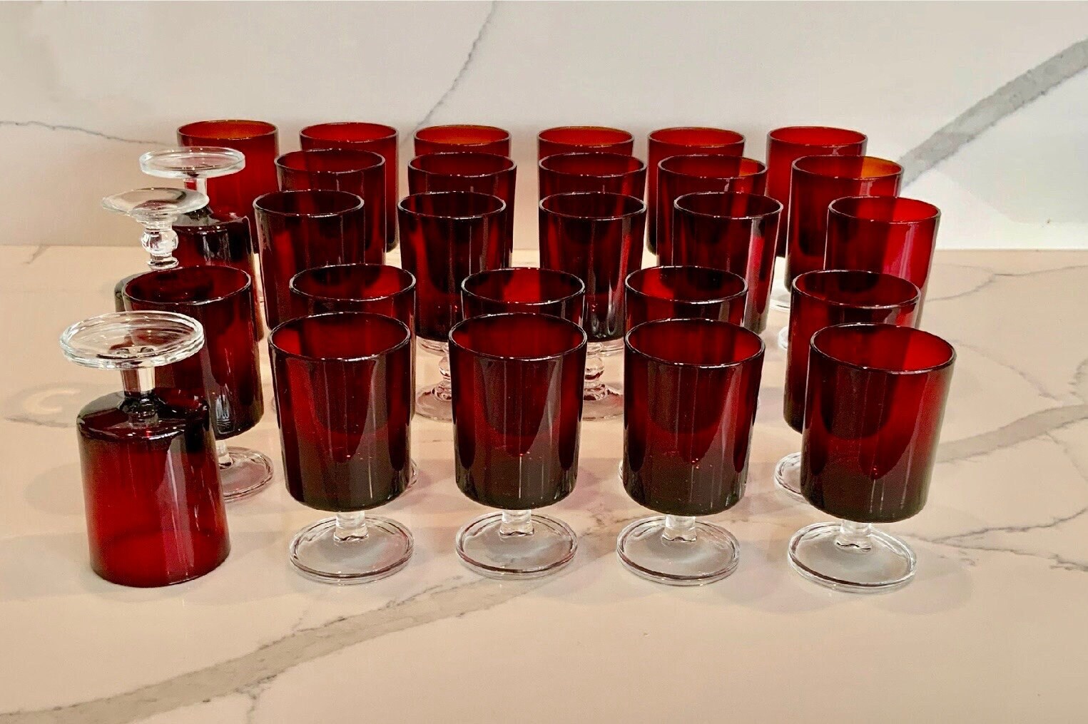 Made in France, Luminarc Cavalier Ruby Red Glasses, Stamped France, 3 ...
