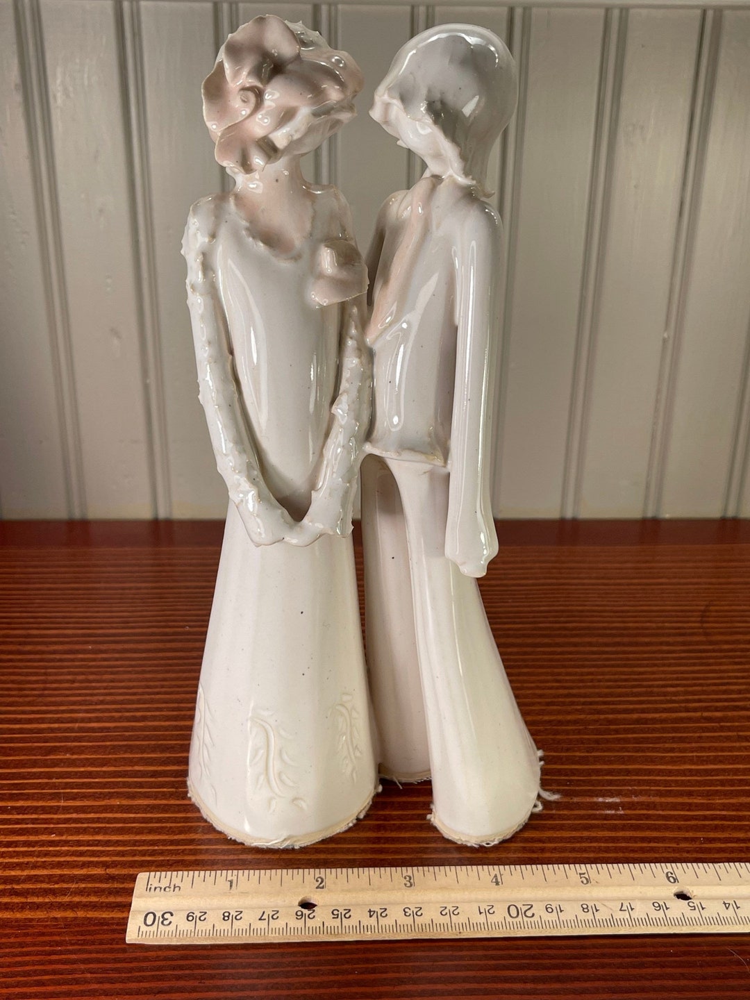 Louise Auger Faceless Women Rare Double Figurine. Vintage, Pink, Signed ...