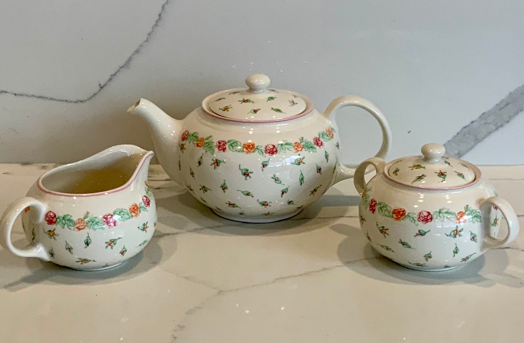 Staffordshire Laura Ashley 3 Piece Tea Set, Made in England, Rosebud ...