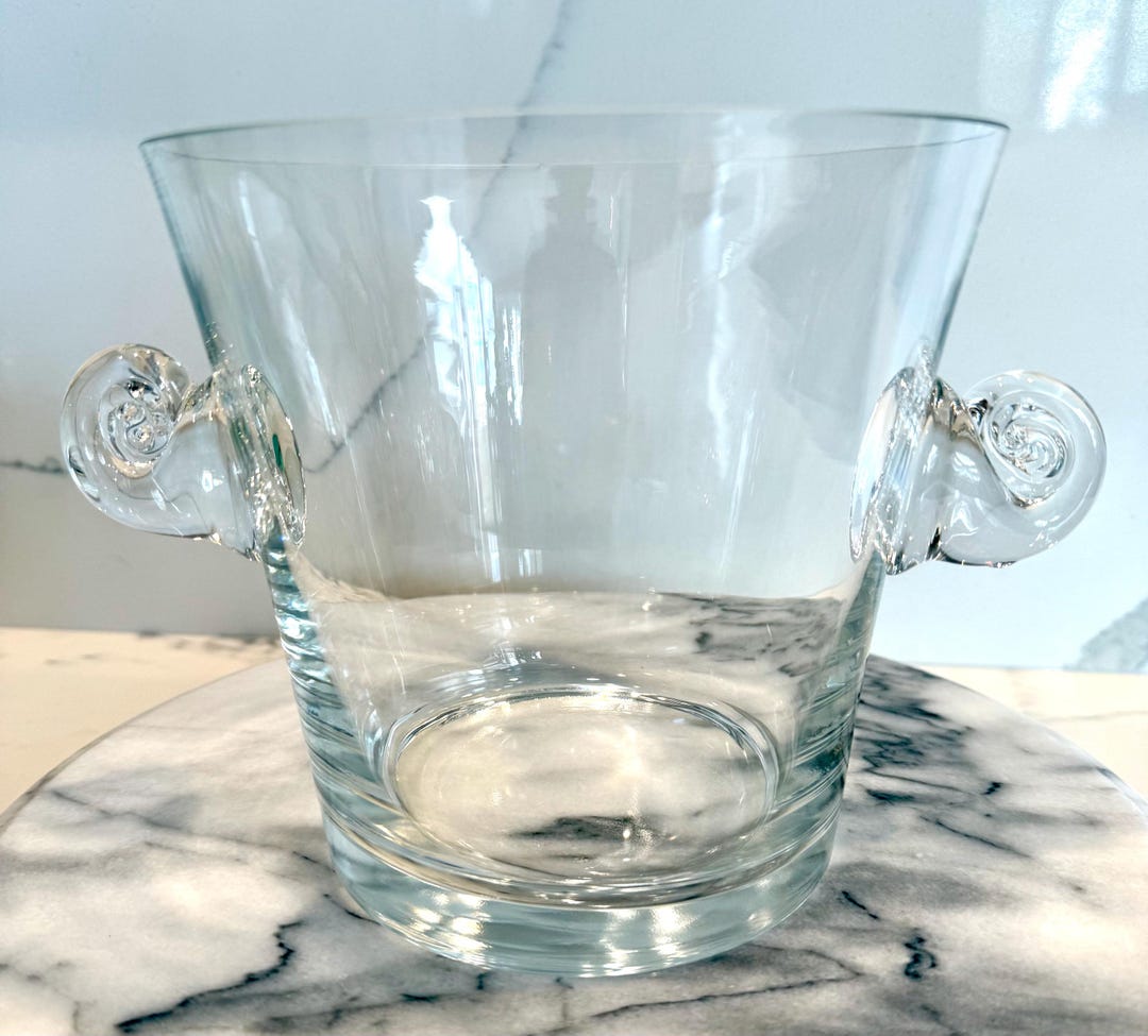 Tiffany & Co. Crystal Ice Bucket, Scroll Handles, Elegant Barware ...