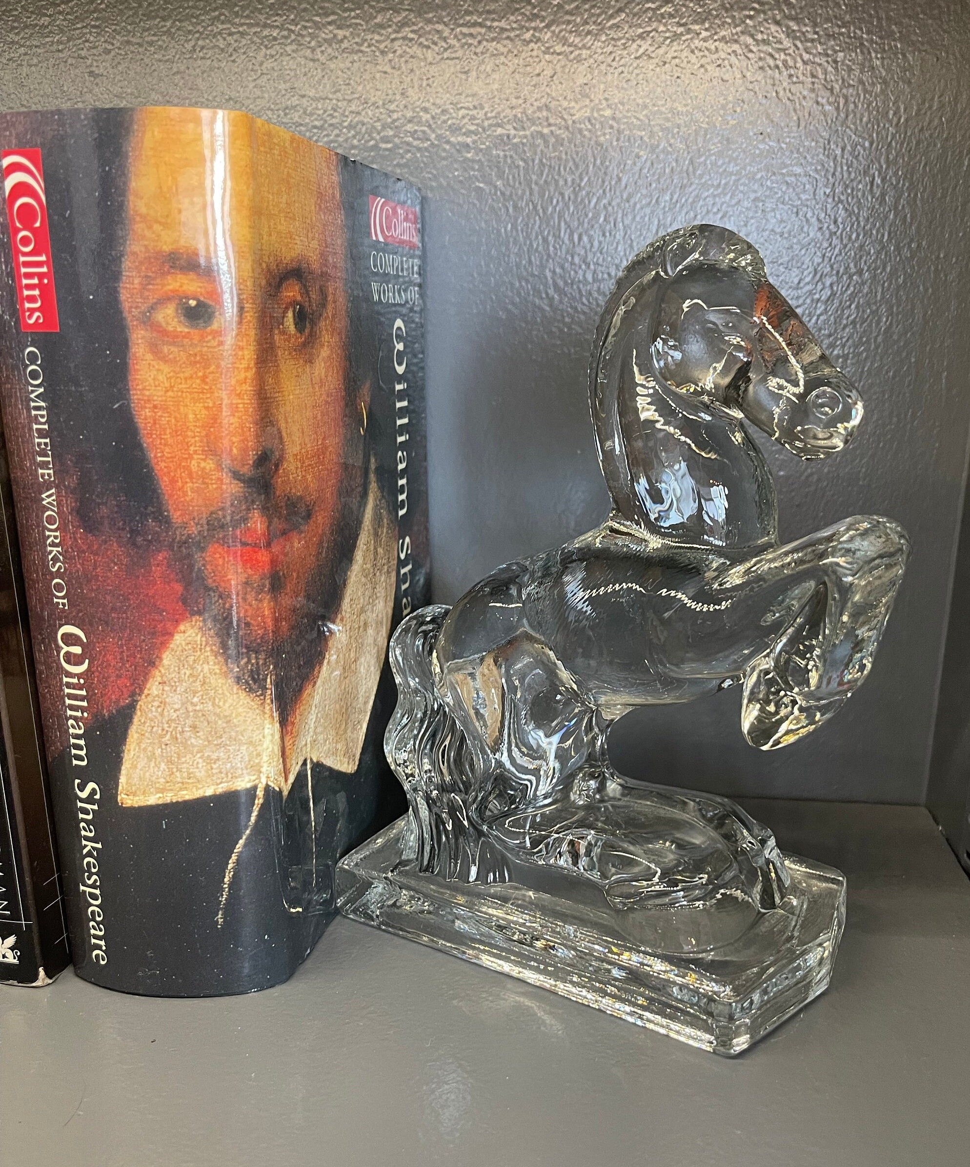 Pair of 1940s Heavy Glass Rearing Horse Vintage Bookends - Etsy