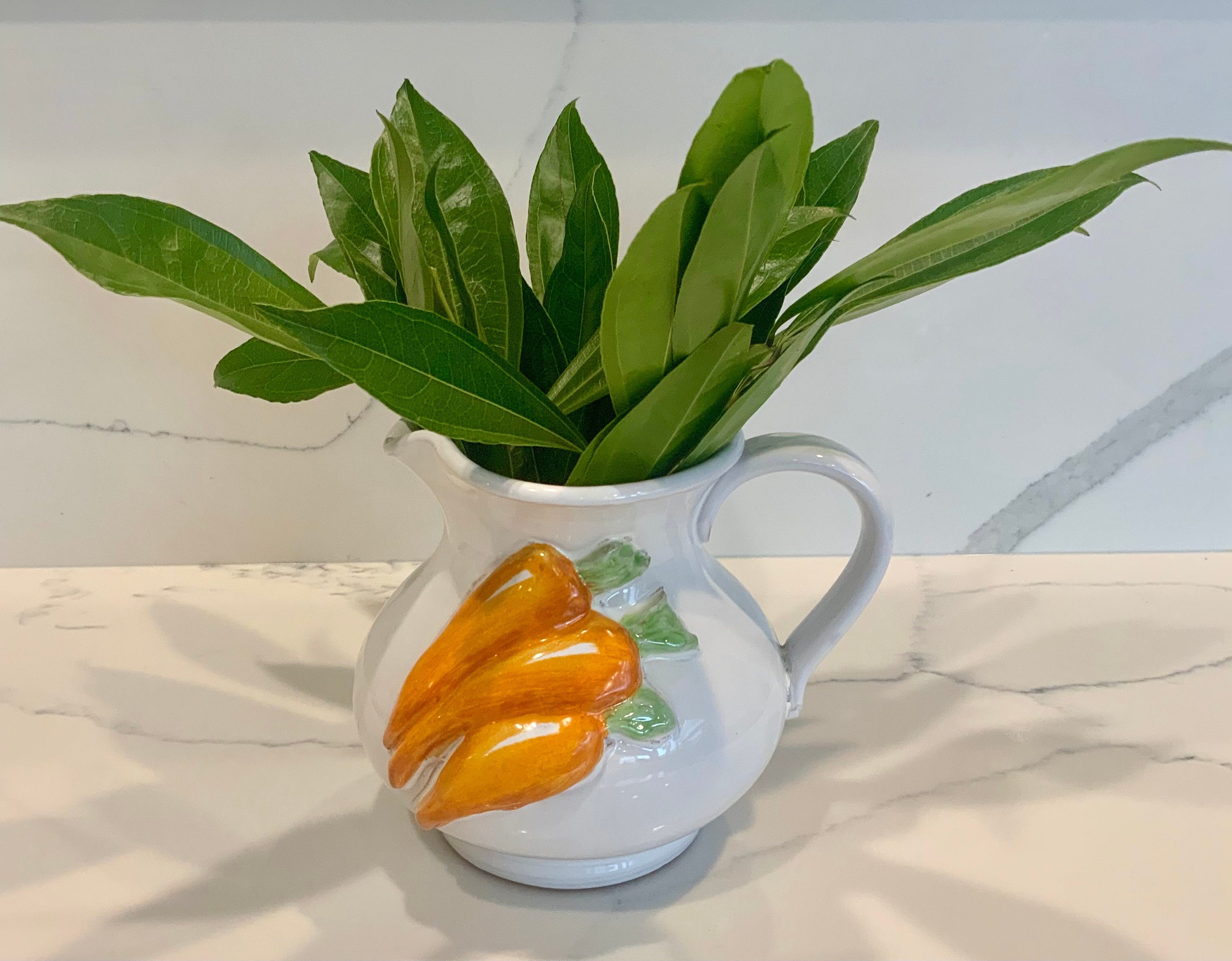 Italian Ceramic Pitcher, Made in Italy, Handpainted, Carrot Design ...
