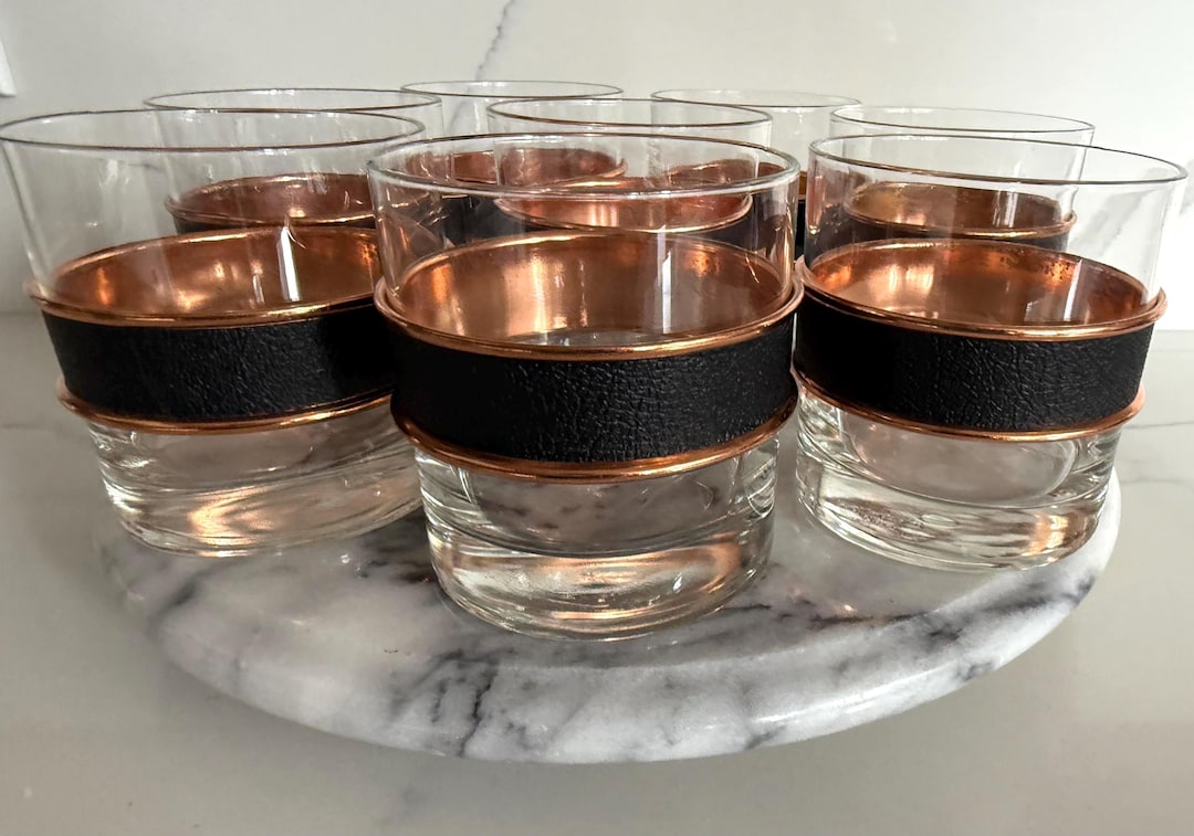 Set of 8 Coppercraft Guild Old Fashioned Low Ball Glasses, Removable ...