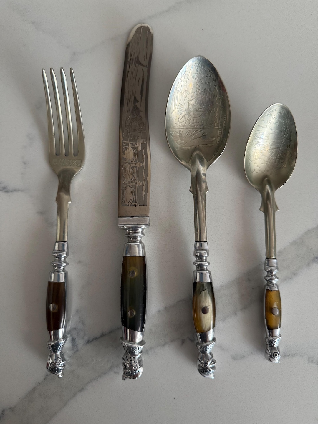 Vintage Mexican 20 Piece Silverware Set, Stamped Cervantes Oaxaca ...