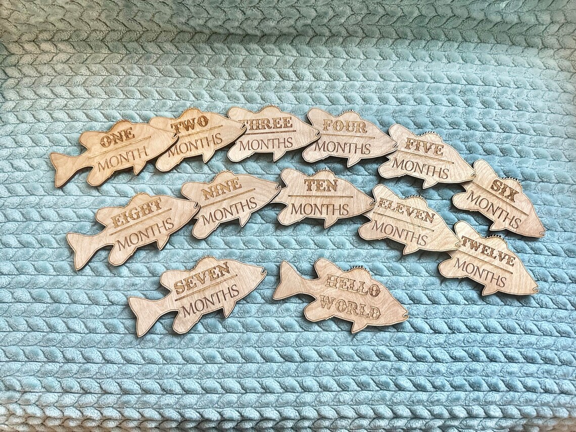 Baby Monthly Milestone Marker Fish Bass Milestone Set Baby Shower Gift ...