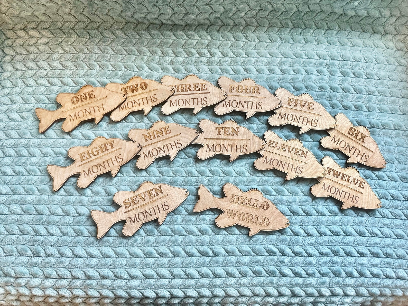 Baby Monthly Milestone Marker Fish Bass Milestone Set Baby Shower Gift ...