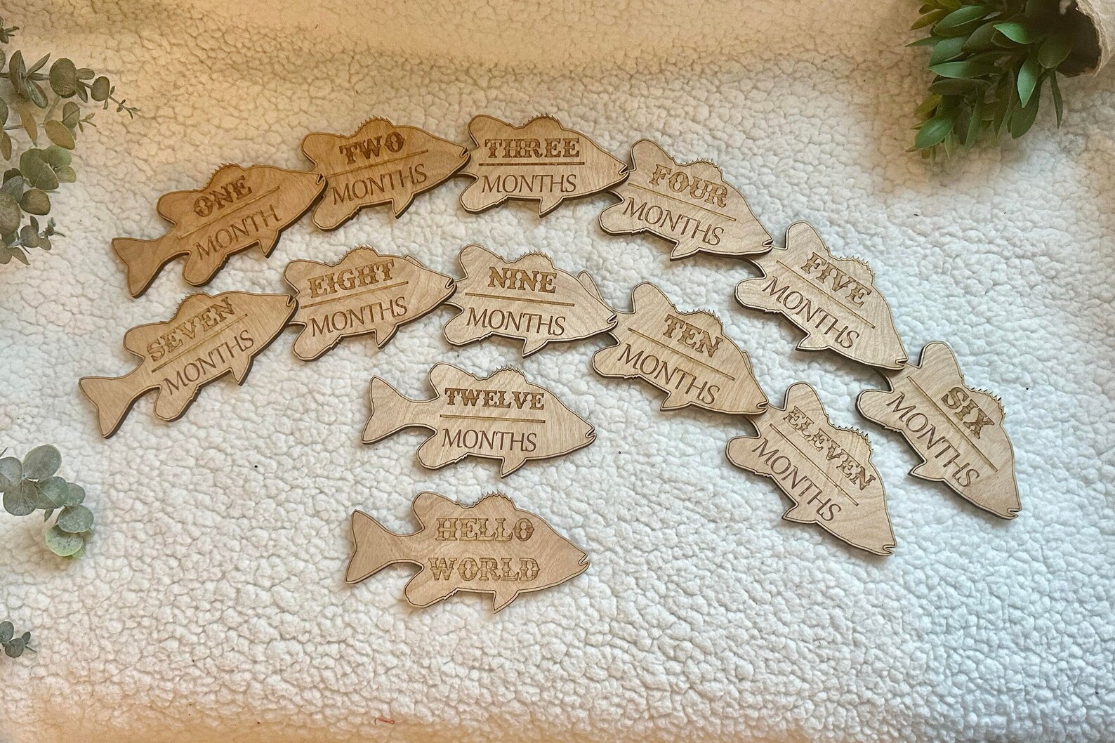 Baby Monthly Milestone Marker Fish Bass Milestone Set Baby Shower Gift ...