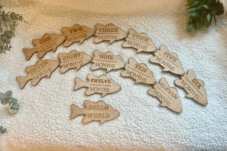 Baby Monthly Milestone Marker Fish Bass Milestone Set Baby Shower Gift ...