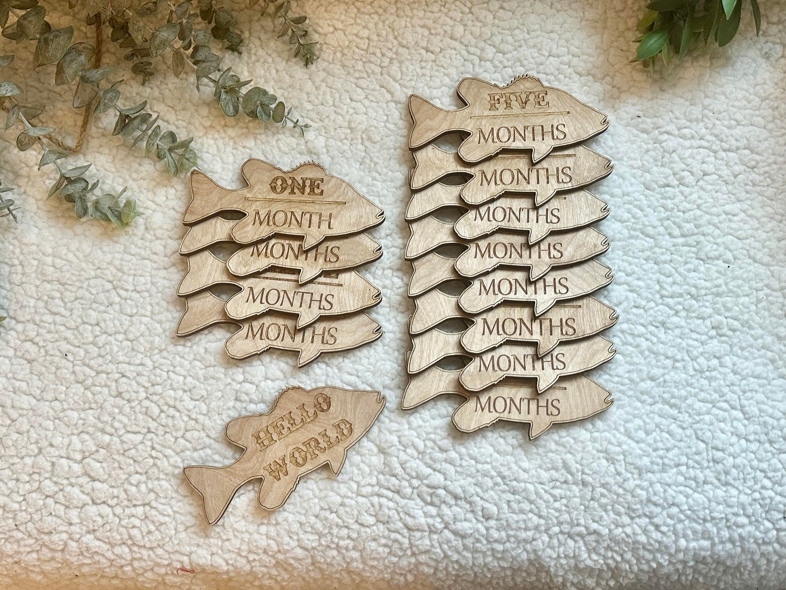 Baby Monthly Milestone Marker Fish Bass Milestone Set Baby Shower Gift ...