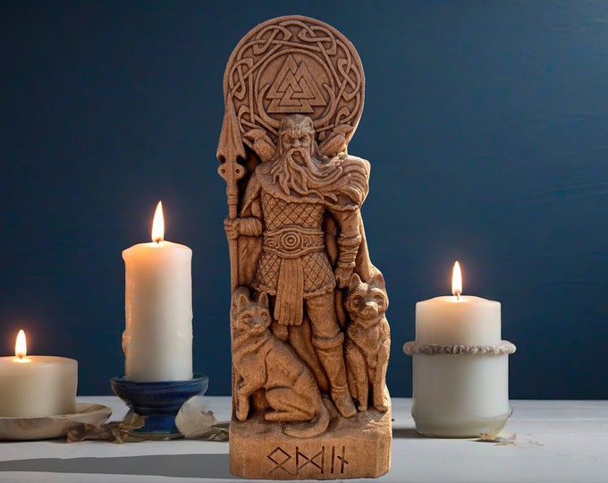 Odin Wood Statue God Viking Wood Carved Statue Pagan Paganism God ...