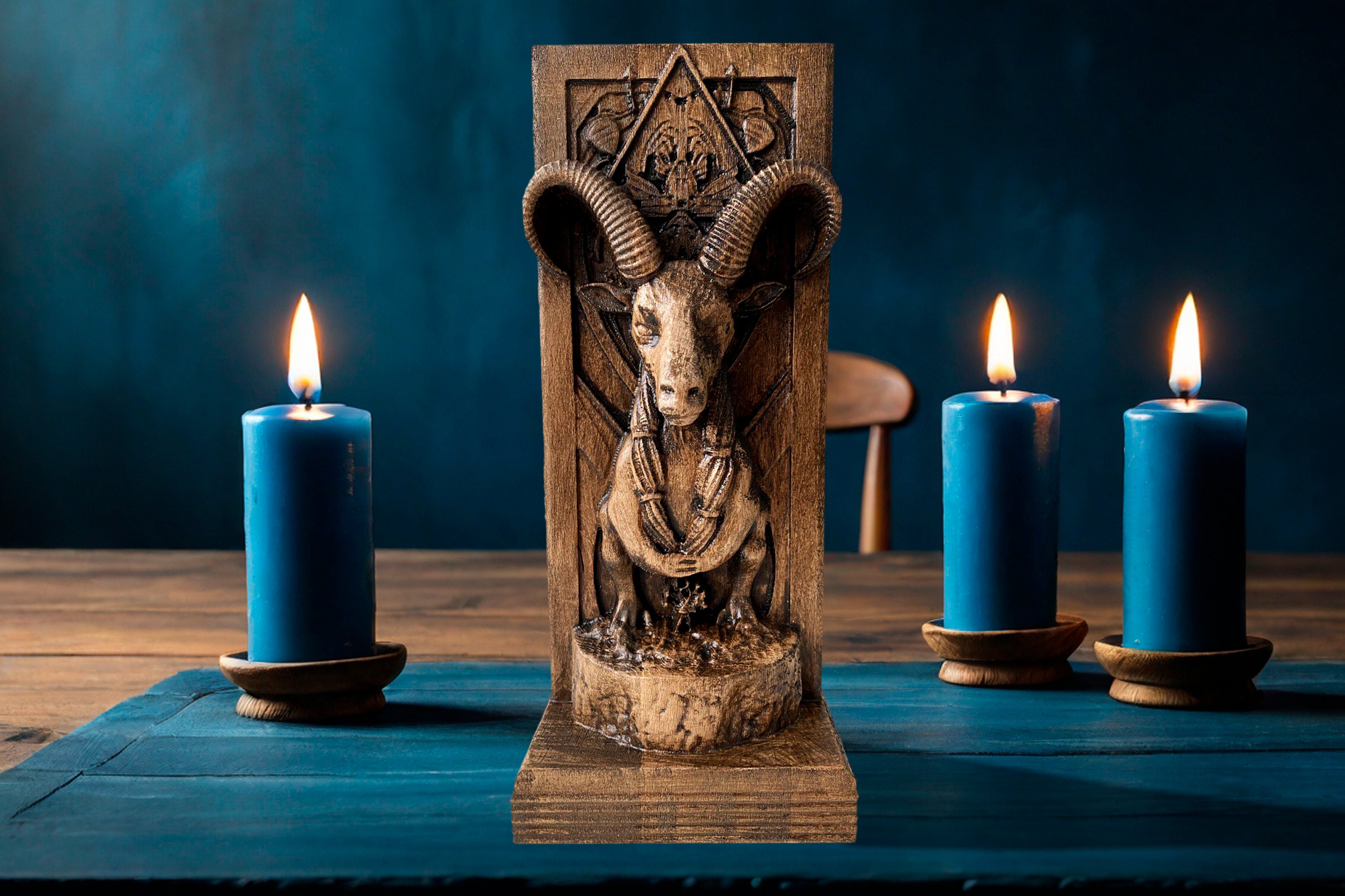 Goat Wood Statue Goat Figure Ram Art Tanngrisnir Tanngnjóstr Wood ...